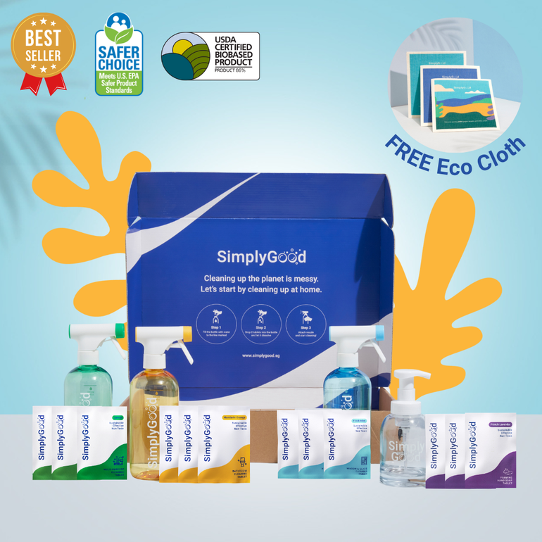 Cleaning Essentials Starter Kit + FREE Eco Cleaning Cloth (Set of 3 ...